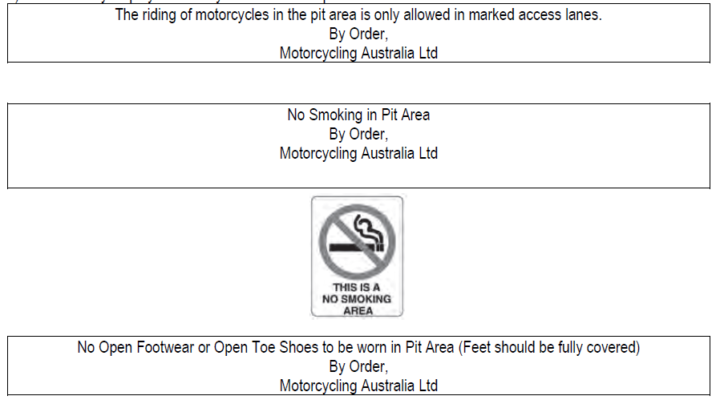 Venue and Track Signage - Motorcycling Northern Territory