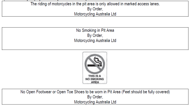 Venue and Track Signage - Motorcycling Northern Territory